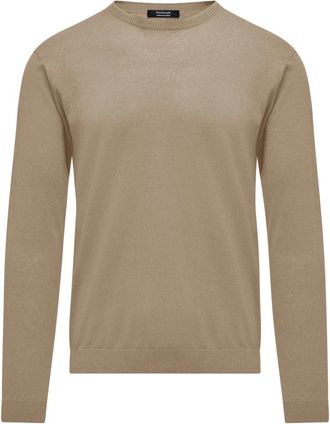 Bomboogie Homme, Pulls, Beige, Taille: L Pull ras du cou en lin et coton