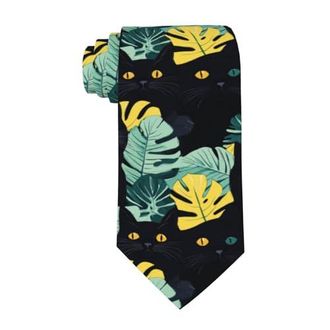 Generic Chats Et Feuilles Tropicales Cravatte Polyvalente Cravates Hommes Élégante Cravates Pour Fêtes Accessoires Adultes
