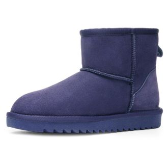 Ara Schlupfboots ARA Alaska Classic Short, Damen, Gr. 37, blau (ozean classic), Lammfell, Veloursleder, unifarben, Schuhe Schlupfboots, Winterboots zum Sc