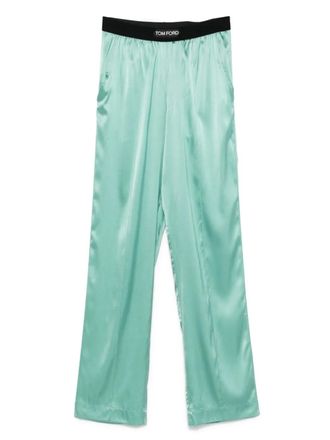 Tom Ford pantalon de pyjama en satin - Vert