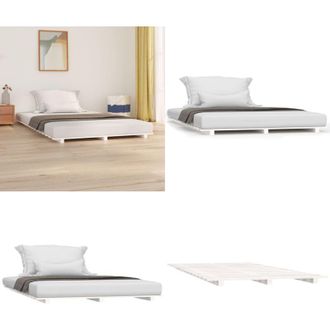 vidaXL Massivholzbett Wei&szlig; 120x190 cm Kiefer - Holzbett - Kiefernholzbett - Doppelbett - Wei&szlig;es Bett - Massives Holzbett - Home & Living