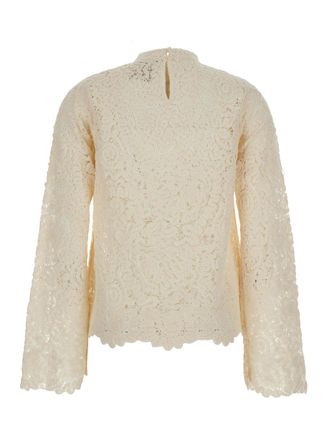 Semicouture Lace Turtleneck Sweater - Beige