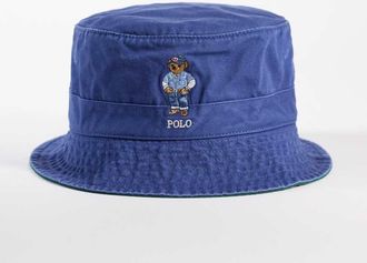 Polo Ralph Lauren Jeans-Anglerhut in dunklem Jeansblau mit aufgesticktem B&auml;renlogo-Marineblau