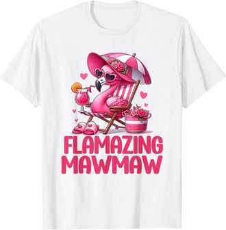 BDAZ Flamazing Mawmaw Pink Flamingo Tropical Beach Scene Damen T-Shirt