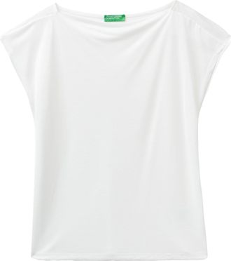 Benetton Damen 3nlhd106x T-Shirt, Wei&szlig;, X-Small