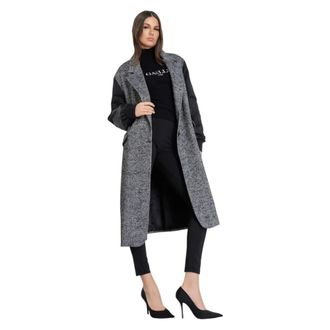 Ga&euml;lle Paris Cappotto Over Lungo In Panno E Maniche In Nylon - - Coats - Damen - Grau - M