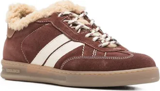 Woolrich Leather with Shearling Trim Sneaker - Brown