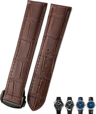 Generic 21 mm 20 mm 22 mm Rindsleder-Uhrenarmband für Omega Seamaster 300 Speedmaster-Uhrenarmbänder (Farbe: Dunkelbraunes Silber, Größe: 21 mm)