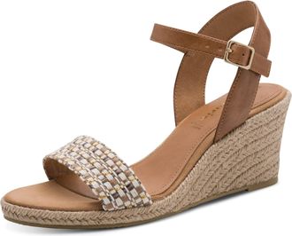 Tamaris Sandalette TAMARIS, Damen, Gr. 39, cognac, kombi, Lederimitat, Textil, Schuhe Sandalette, Sommerschuh, Riemchensandale in veganer Verarbeitung