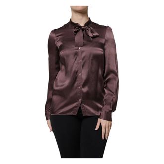 Dolce & Gabbana Femme, Blouses et Chemises, Brun, Taille: 38 FR Chemisier à Col Ascot