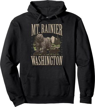 Trendy Apparel Mt. Rainier Washington Grizzly Bear Forest Pullover Hoodie