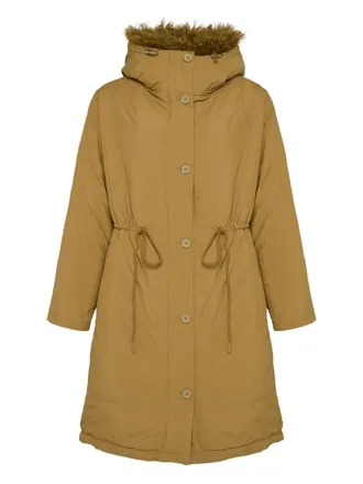 Yves Salomon parka &agrave; bords en peau dagneau - Marron