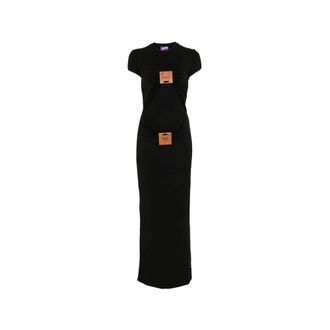 Jean Paul Gaultier Leather-tag Draped Maxi Dress