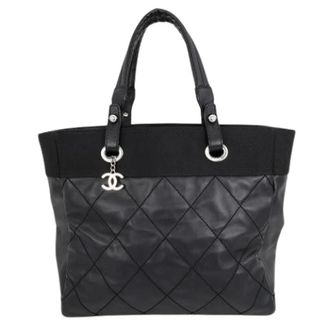 Chanel Sac cabas en toile Pre-owned - Femme - Pre-owned - Noir - Taille: ONE Size