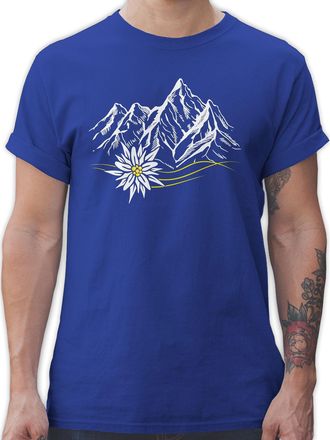 Shirtracer T-Shirt Herren - Kompatibel mit Oktoberfest - Edelwei&szlig; Berge Wandern Wanderlust Berg Ruft Alpen - XL - Royalblau - Shirt Bild Mann Oktoberfest-t-Shirt