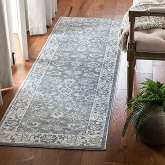 Safavieh Traditionell Teppich für Wohnzimmer, Esszimmer, Schlafzimmer - Isabella Collection, Kurzer Flor, Grau und Creme, 66 X 213 cm