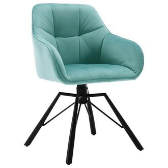 Woltu Chaise Coiffeuse Pivotante &agrave; 360&deg;, Chaise Salle &agrave; Manger Scandinave, en Velours, Assise Rembourr&eacute;e, Pieds en M&eacute;tal, Vert Turc