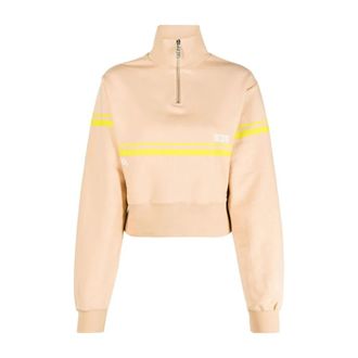 GCDS Brauner Half Zip Sweater Bliss - - Sweatshirts & Hoodies - Damen - Braun - L