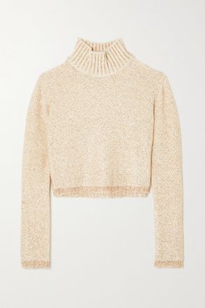 Altuzarra Pull Raccourci À Col Montant En Mailles À Sequins Melitta - Ivoire