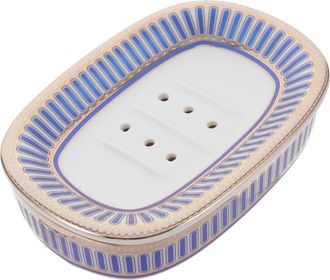 NUOBESTY Amosfun Keramik Bedruckte Seifenschale Tanklager-Organizer Seifenetui Keramik Seifenschale Seifenablage Seifen Halter Badezimmer kleine Palast Wanne