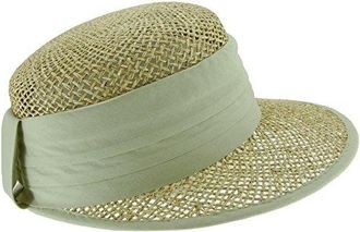 Seeberger Damenstrohcap - casquette de Baseball - uni - Femme, Beige (Natur/Oliv 9053), taille unique