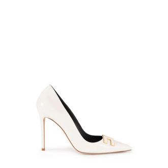 Elisabetta Franchi Leder D&eacute;collet&eacute; mit Logo-Detail - - Shoes - Damen - Wei&szlig; - 36 EU