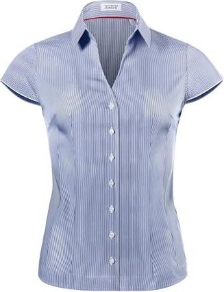 Vincenzo Boretti Chemisier, Modern-fit/légèrement cintré, col de Chemise, Manches Courtes, à Rayures Bleu foncé/Blanc 44