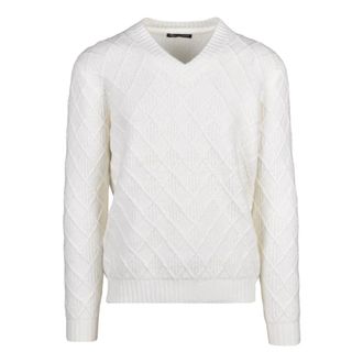 Daniele Alessandrini Homme, Pulls, Blanc, Taille: M Pull &agrave; col en V