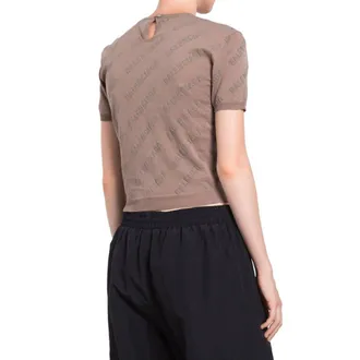 Balenciaga Logo-Print Cotton T-Shirt - Brown