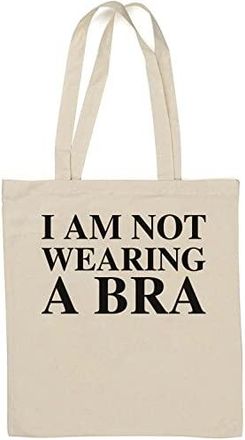Generic Sac fourre-tout en coton naturel I Am Not Wear A Bra Blanc