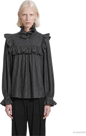 Chlo&eacute; High-Neck Ruffled Blouse