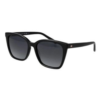 Tommy Hilfiger Schwarze Damen Sonnenbrille Rechteckig Grau Verlauf - - Accessories - Damen - Schwarzk - 54 MM