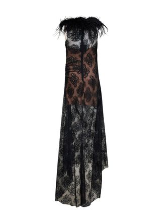Giuseppe Di Morabito Lace With Feather Trim Dress - Black