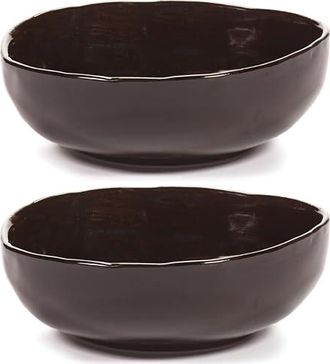 Serax bols &agrave; nourriture marron fonc&eacute; | La M&egrave;re vaisselle de Marie Michielssen | Bols en gr&egrave;s allant au micro-ondes | Ensemble de plats et de vaisselle pour 