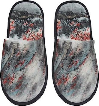 Generic Pantoufles En Feutre Personnalit&eacute; De LEncre De Peinture Chinoise Unisexe Slippers Antid&eacute;rapant Chaussons Pour Invit&eacute; Femmes Camping M