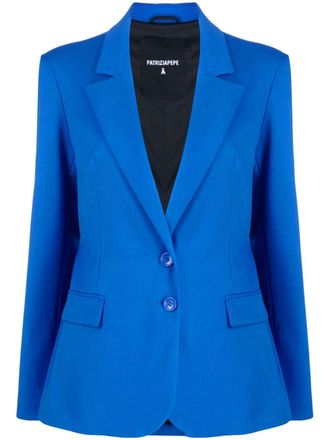 Patrizia Pepe blazer en flanelle &agrave; deux boutons - Bleu