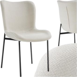 TecTake Chaise Ergonomique Design scandinave Confortable en Tissu, Pieds en métal Noir, pour Salon, Chambre, Bureau