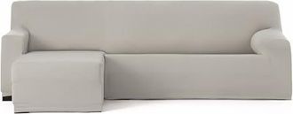 Eysa Bi-elastischer Sofabezug für Chaiselongue, mit kurzem Arm auf der linken Seite, Farbe Leinen, Design Harlem