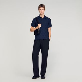 Sandro Polo mit Square-Cross-Jacquard