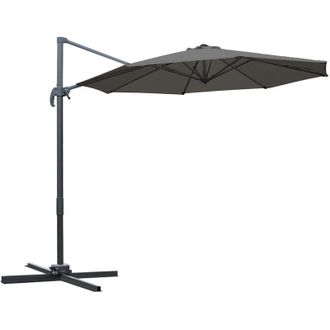 OUTSUNNY Parasol d&eacute;port&eacute; octogonal inclinable rotatif 360&deg; manivelle pi&egrave;tement acier m&acirc;t alu. dim. &Oslash; 2,95 x 2,5H m polyester haute densit&eacute; gris
