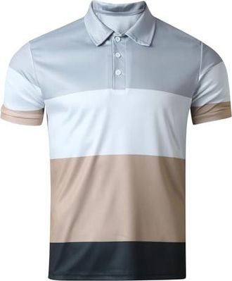 Generic Polo Homme &Eacute;t&eacute; Ray&eacute; Imprim&eacute; Manches Courtes Tops Casual T-shirt V&ecirc;tements Hommes, Blanc., 4XL