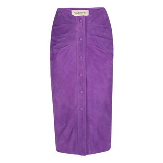 Valentino Garavani Femme, Jupes, Violet, Taille: 36 FR Suede Skirt