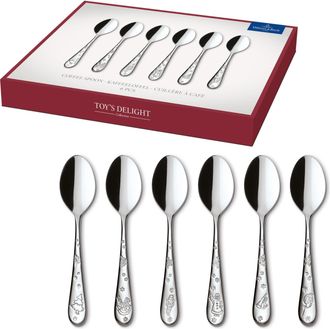 Villeroy & Boch Toys Delight Kaffeelöffel Set 6 teilig Silber Platin, Spülmaschinenfest, Kaffeelöffel Besteck Set Rostfrei, Besteckset Kleine Löffel, Edelstahl