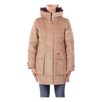 Woolrich Femme, Manteaux, Beige, Taille: 38 FR Veste &agrave; capuche double &eacute;paisseur