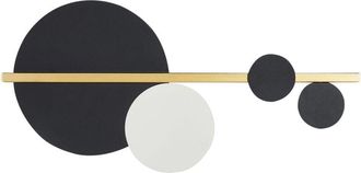 Beliani Lampe murale en m&eacute;tal &Eacute;clairage dappoint Forme ronde d&eacute;corative Noir et or Parita
