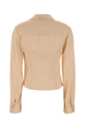 Blumarine Womens Peach Stretch Satin Blouse Champagne Exterior: Viscose Elastane Maglie Sweater