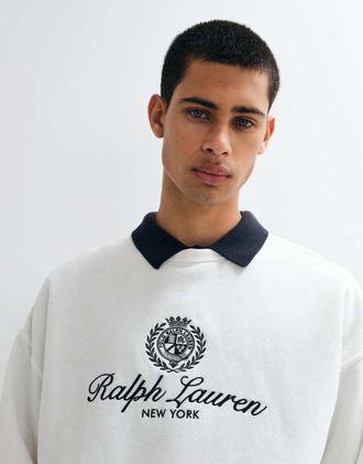 Polo Ralph Lauren Sweatshirt mit gro&szlig;em Icon-Crest-Logo in Hellgrau