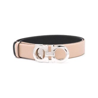 Ferragamo Femme, Accessoires, Rose, Taille: 70 CM Ceinture en cuir beige avec boucle argent&eacute;e