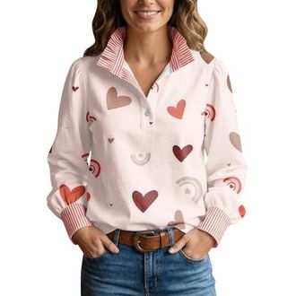 Generic 2026 Chemise Femme Saint-Valentin Manches Longues Sweat Pull Col Rond Couleur Unie Top Sweater Outdoor Oversize Vetement pour Printemps Automne Hiver 