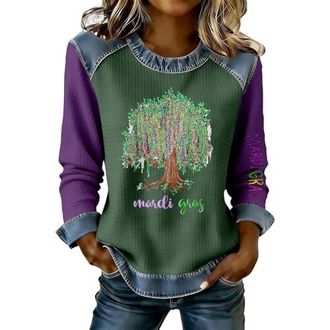 Generic Sweat-shirt &agrave; col rond pour femme - Motif r&eacute;tro - Doux - Manches longues - Pour tous les jours - Col rond, blanc, 3XL